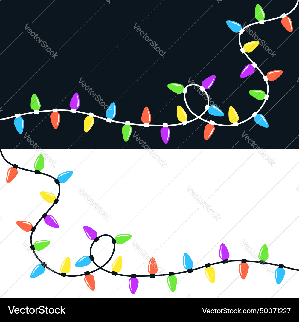 Christmas lights set colorful string fairy light Vector Image