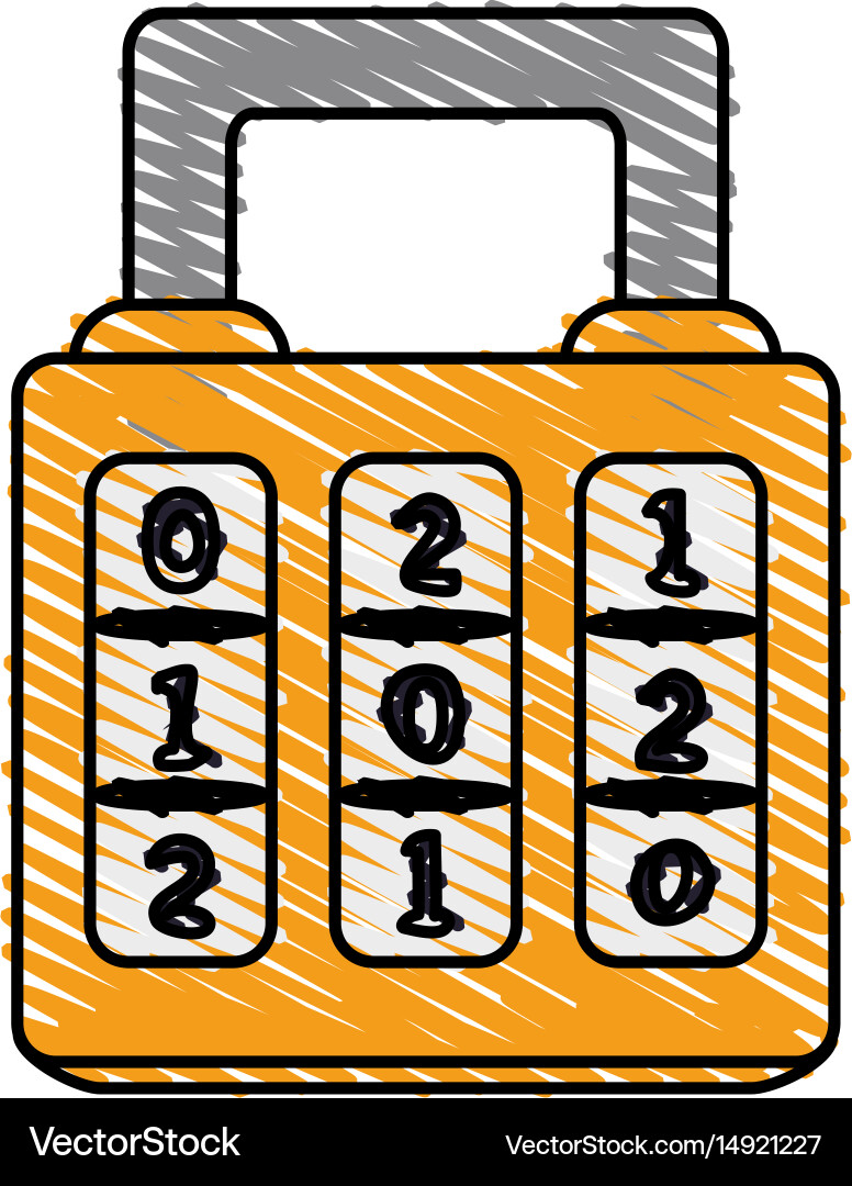Color crayon stripe cartoon combination padlock Vector Image