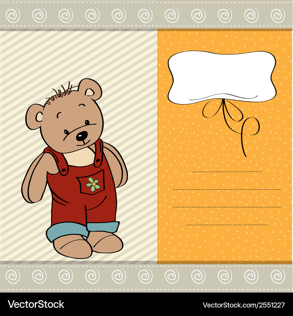 Customizable childish card with funny teddy bear Vector Image