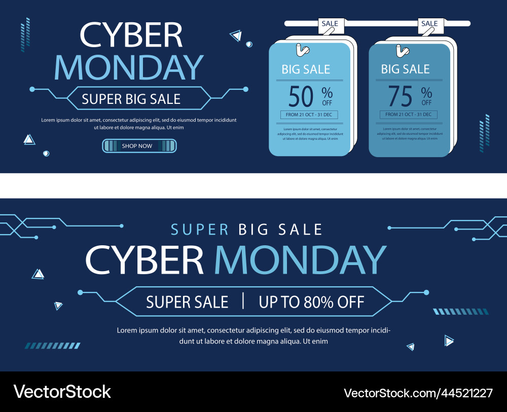 Cyber monday banner ads design template Royalty Free Vector