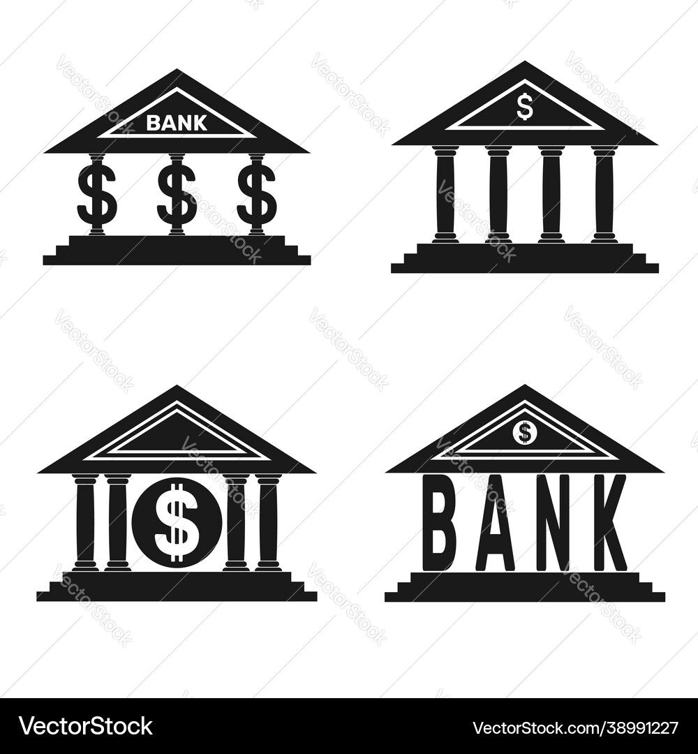 Four bank logos in black Royalty Free Vector Image