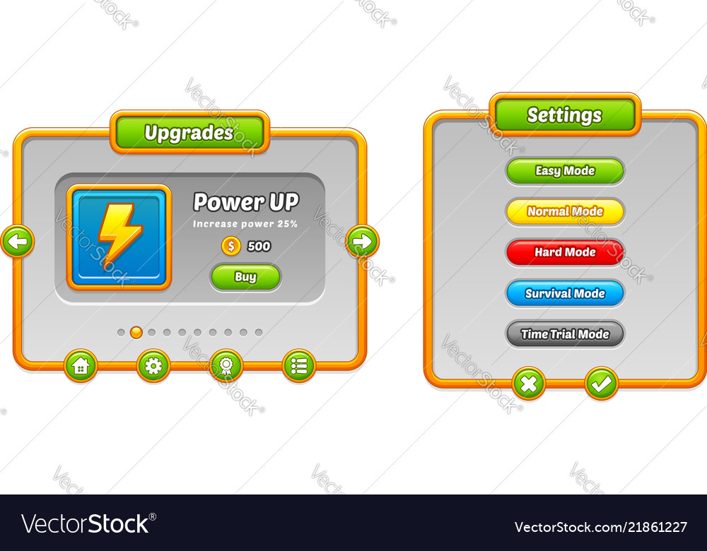 Game user interface templates Royalty Free Vector Image