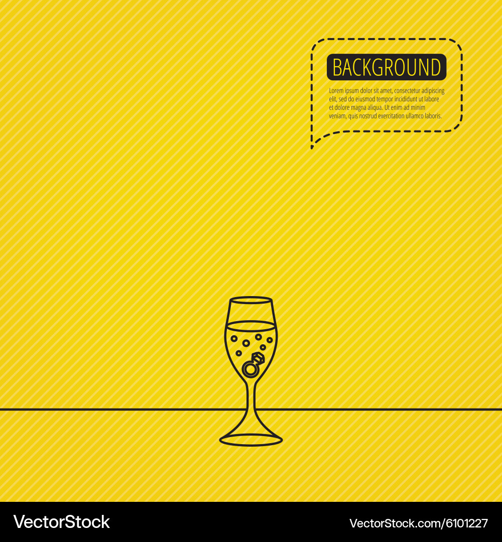 Glass with ring icon engagement symbol Royalty Free Vector