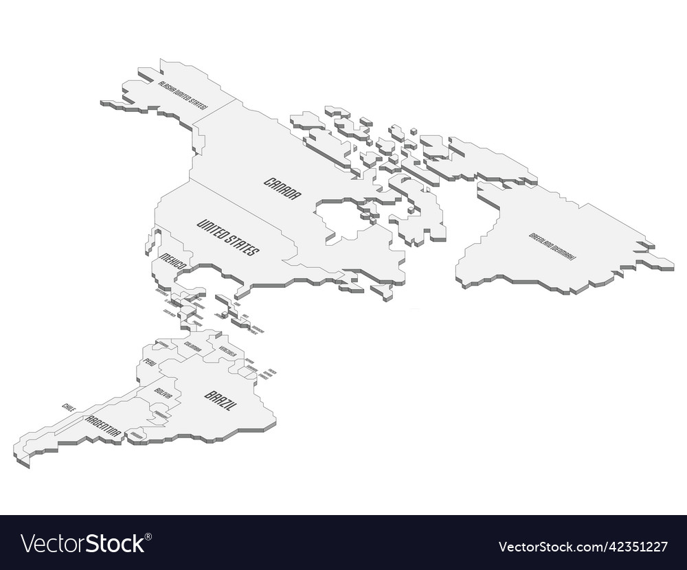 Isometric political map of americas Royalty Free Vector Isometric political map of americas Royalty Free Vector