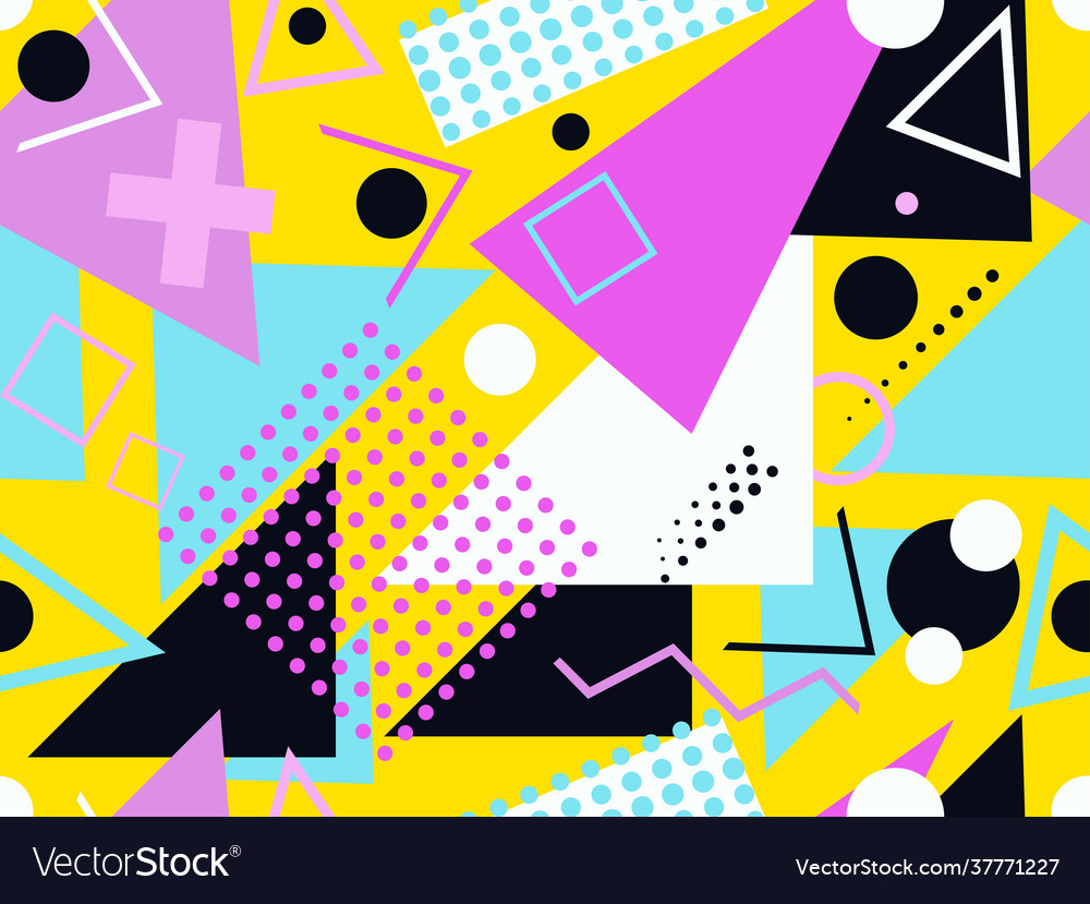 Memphis seamless pattern geometric elements Vector Image