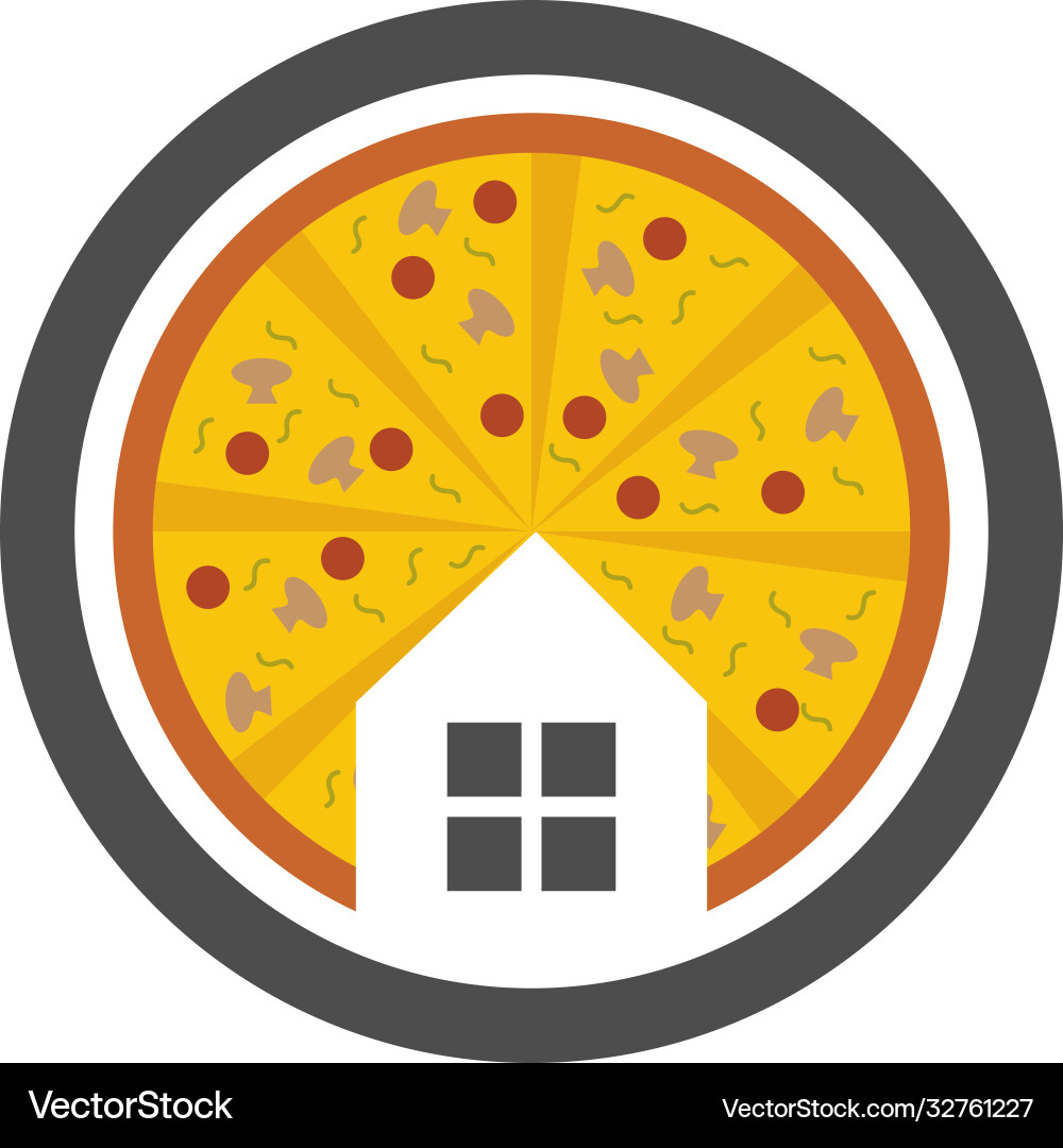 Pizza logo icon design house concept Royalty Free Vector