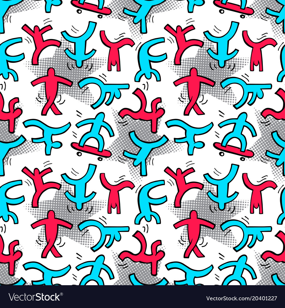 Seamless pattern with dancing figures Royalty Free Vector
