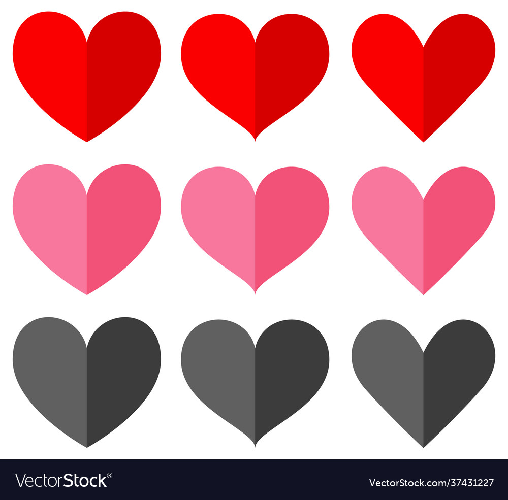 Set different shapes and colour heart Royalty Free Vector