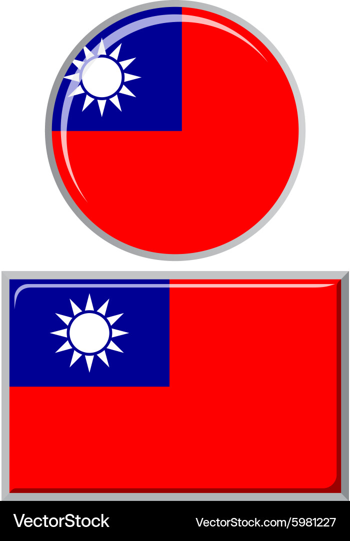 Taiwan round and square icon flag Royalty Free Vector Image