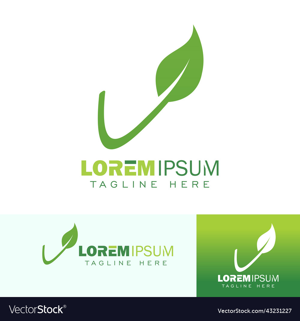 V leaf monogram initial logo sign Royalty Free Vector Image