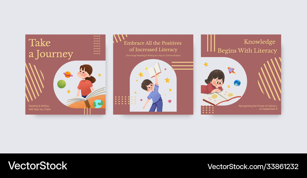 Advertise template with international literacy Vector Image