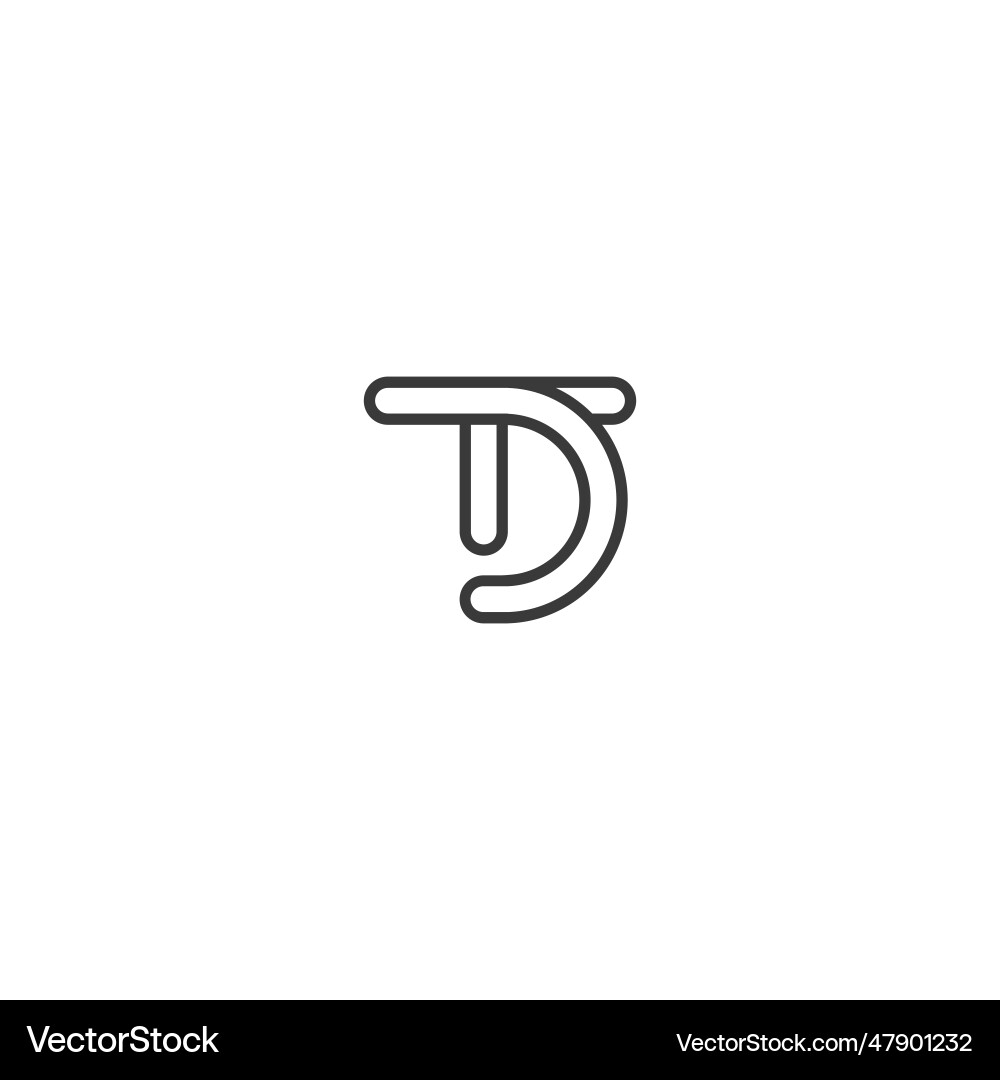 Alphabet letters initials logo dt td d and t Vector Image