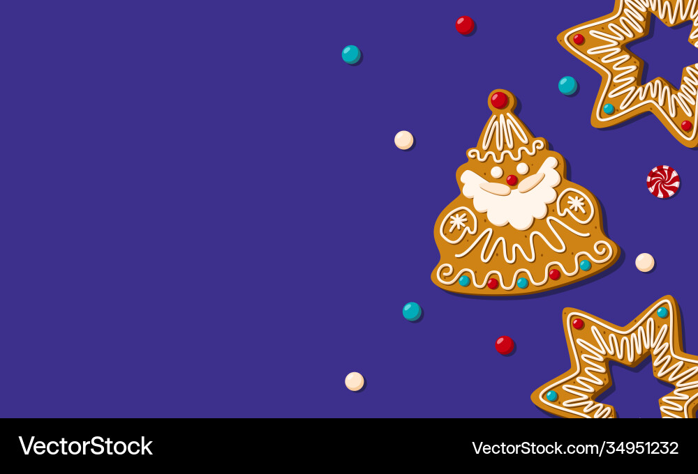 Christmas banner with gingerbread cookies Vector Image