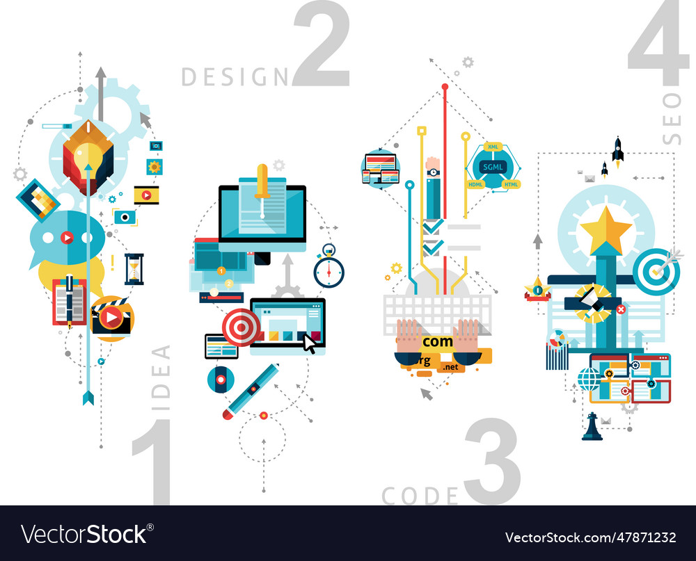 Creative process banners set process Royalty Free Vector