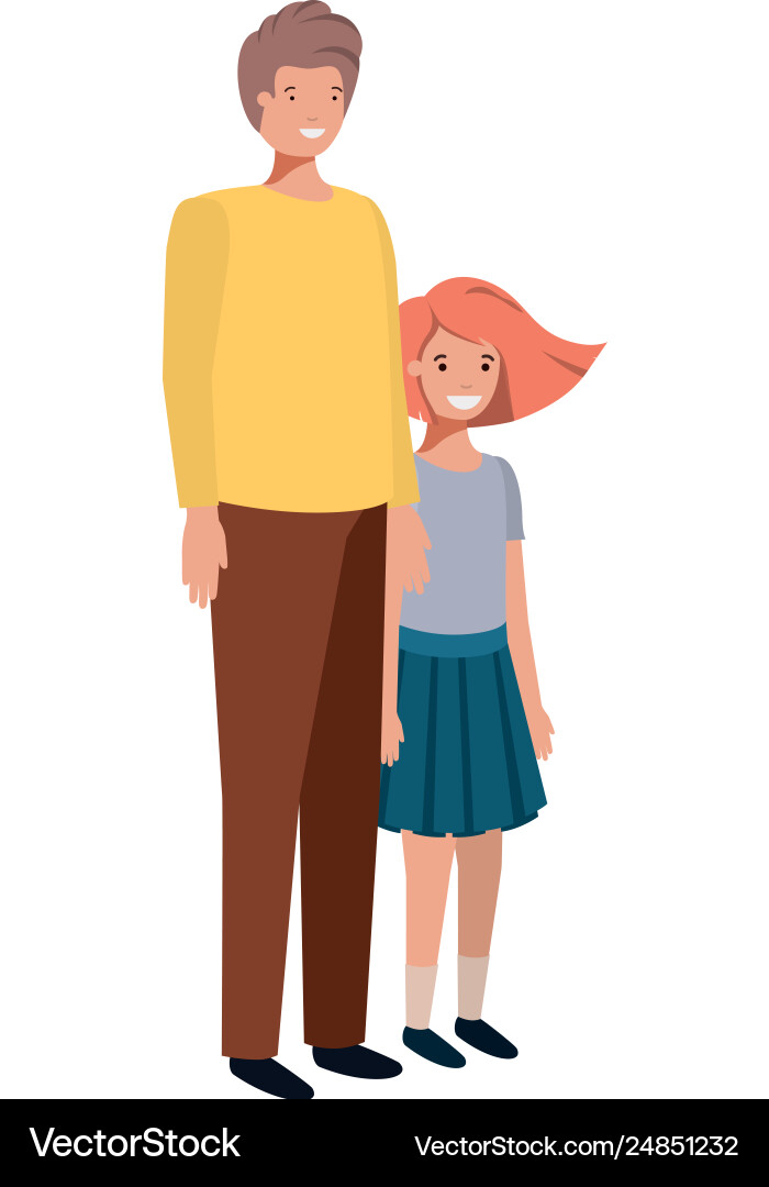 Father and daughter smiling avatar character Vector Image