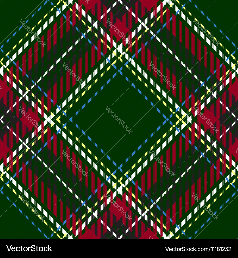 Green red diagonal check tartan textile seamless Vector Image