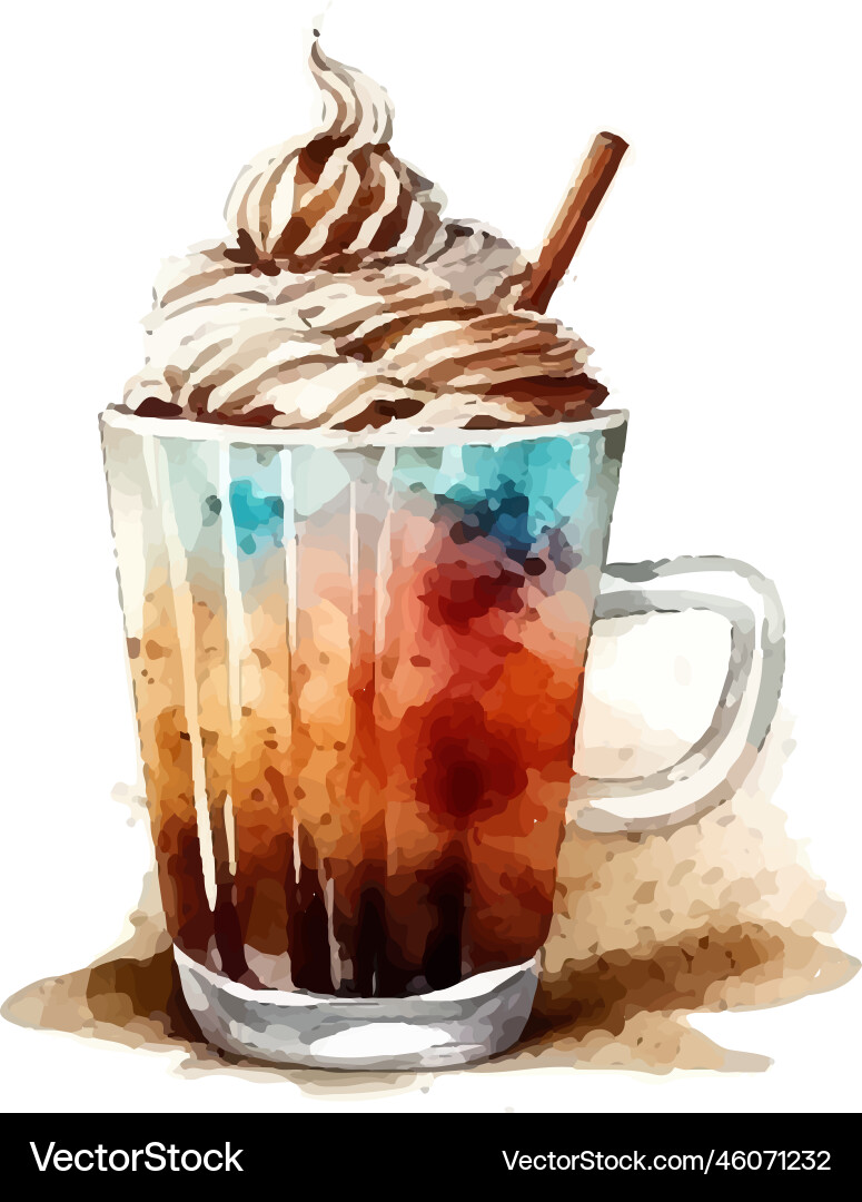 Hand drawn coffee watercolor on white background Vector Image