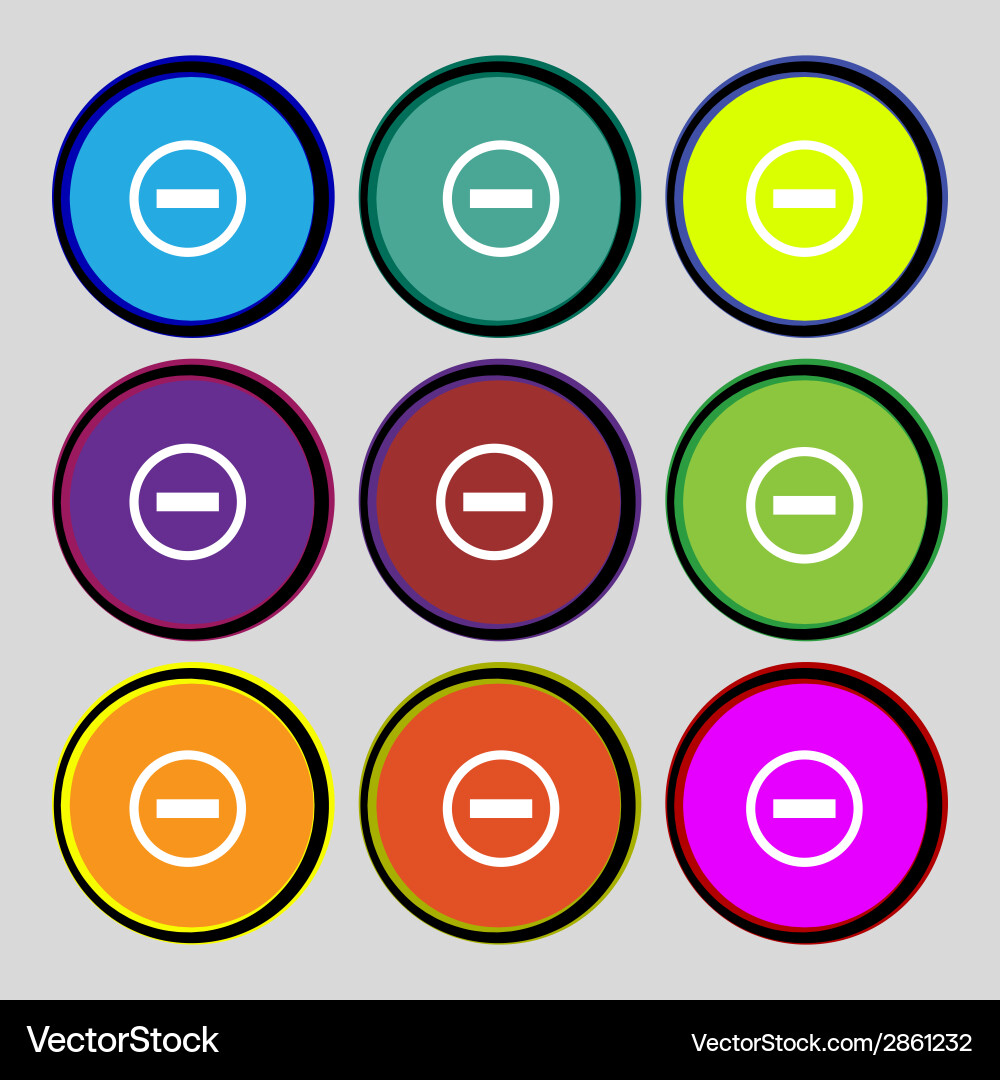 Minus sign icon negative symbol zoom out set Vector Image