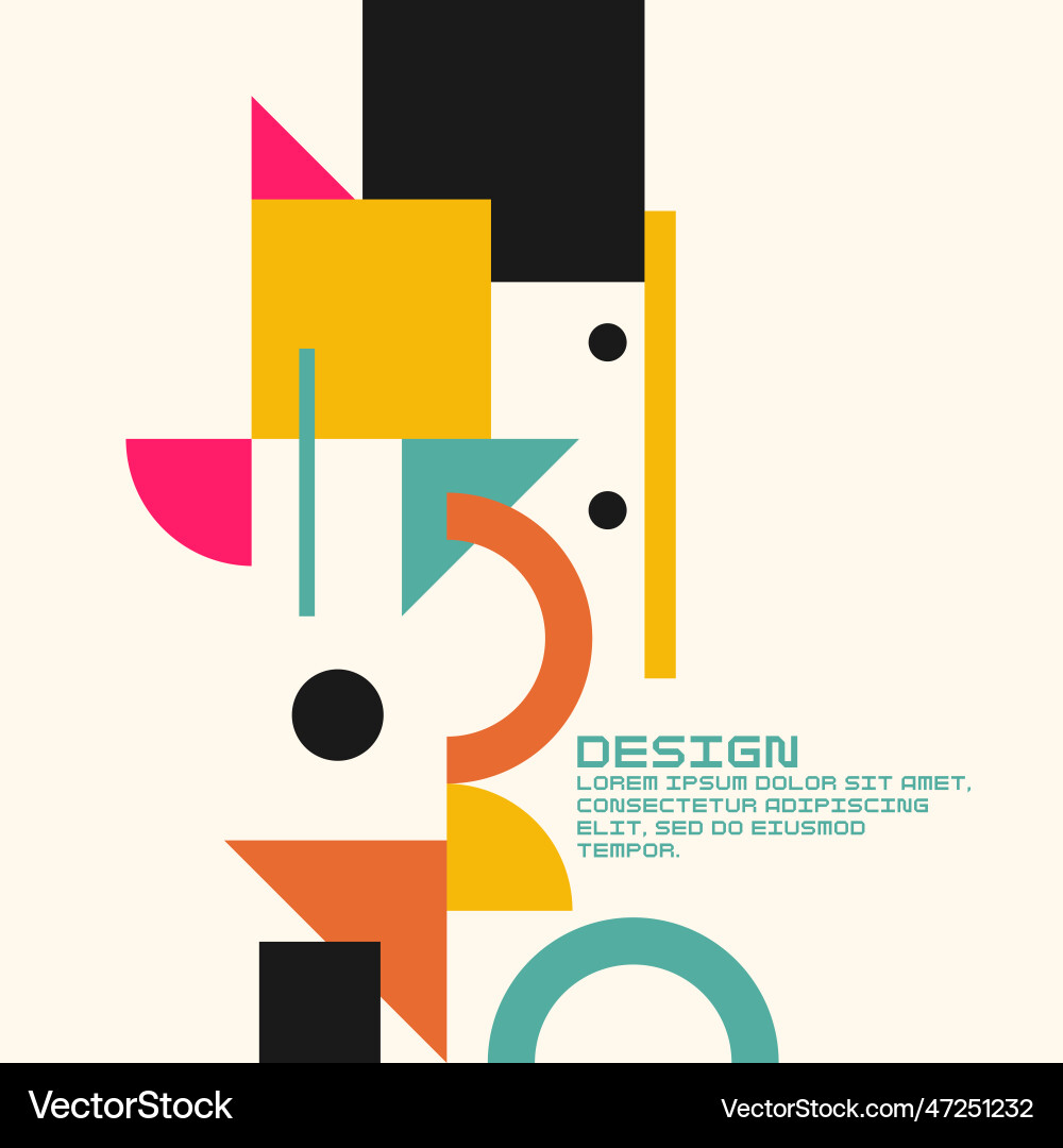 Modern geometric composition of various shapes Vector Image