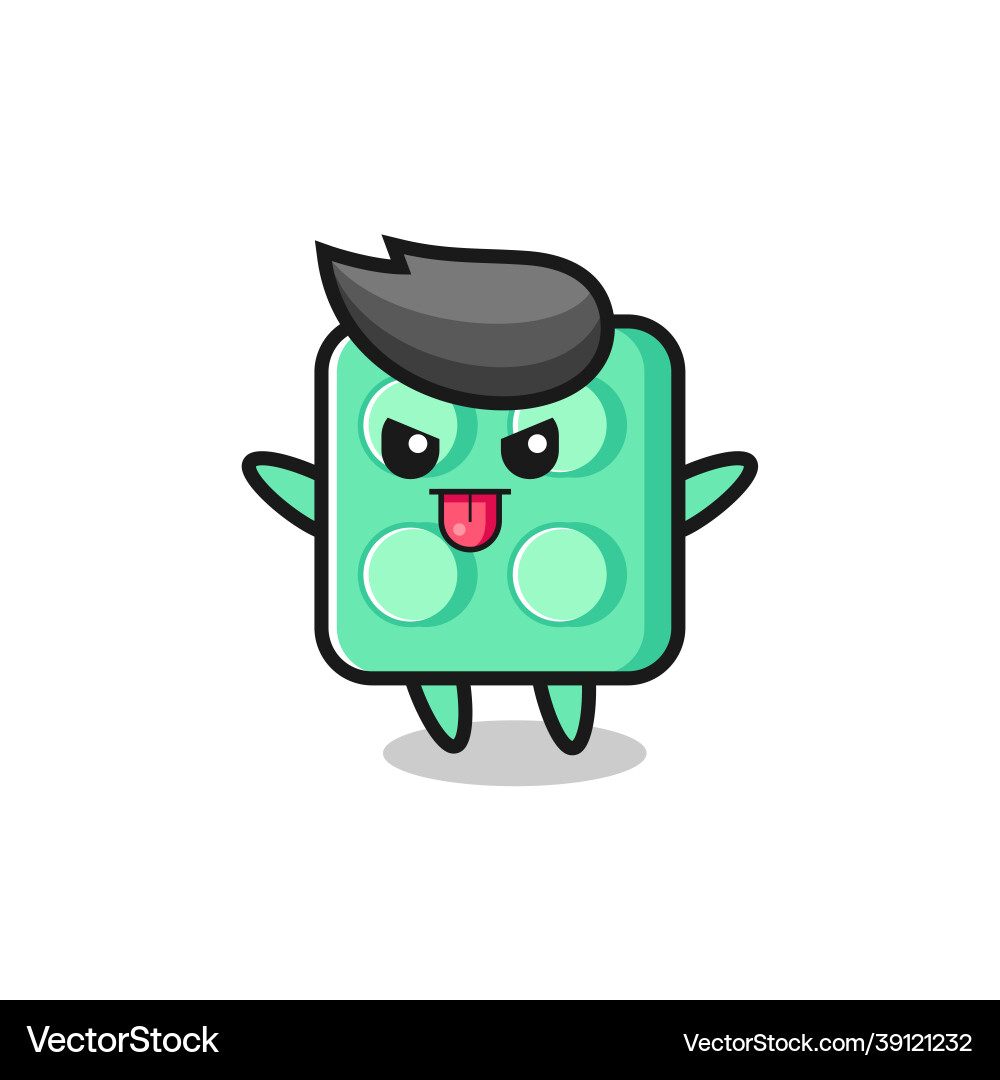 Naughty brick toy character in mocking pose Vector Image