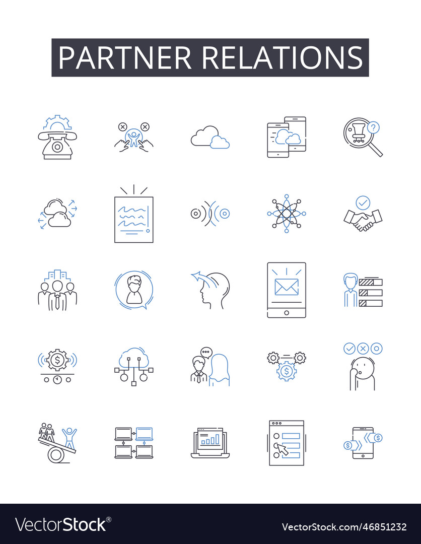 Partner relations line icons collection employee Vector Image Partner relations line icons collection employee Vector Image
