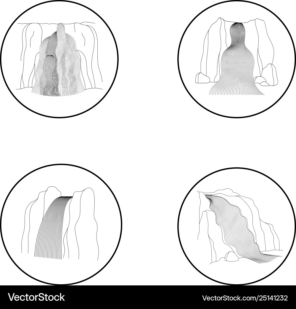Set waterfall cascade Royalty Free Vector Image