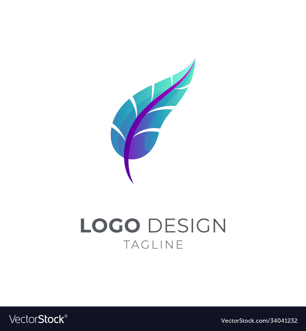 Simple feather logo Royalty Free Vector Image - VectorStock