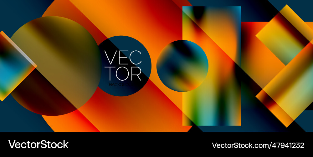 Squares and circles design fluid color gradients Vector Image