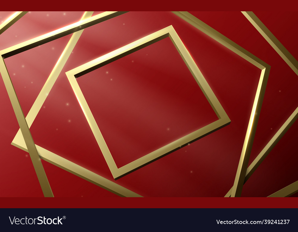 Abstract gold square shaped frames overlap Vector Image