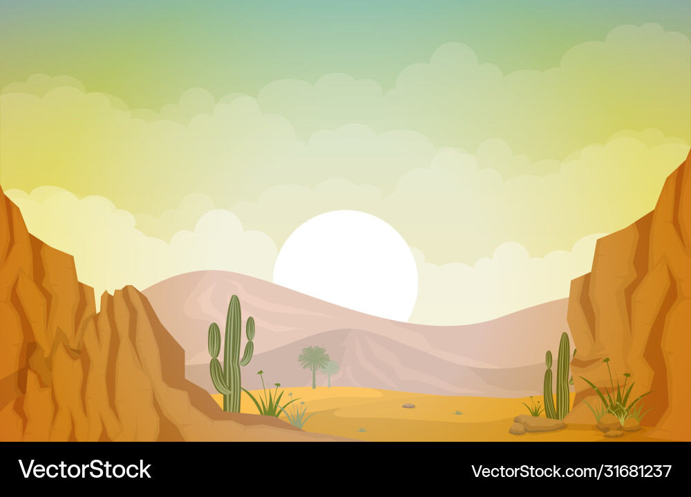 Beautiful western desert landscape with sky rock Vector Image