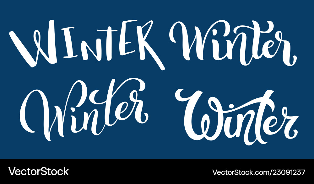 Calligraphic set of handdrawn lettering winter Vector Image