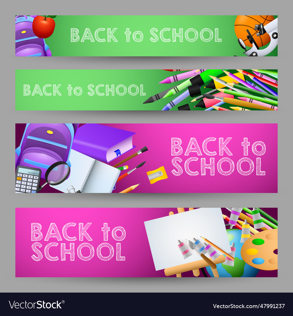 Colorful back to school letterings set Royalty Free Vector