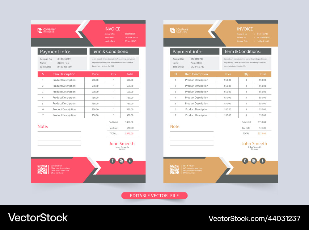 Creative product purchase invoice and cash Vector Image