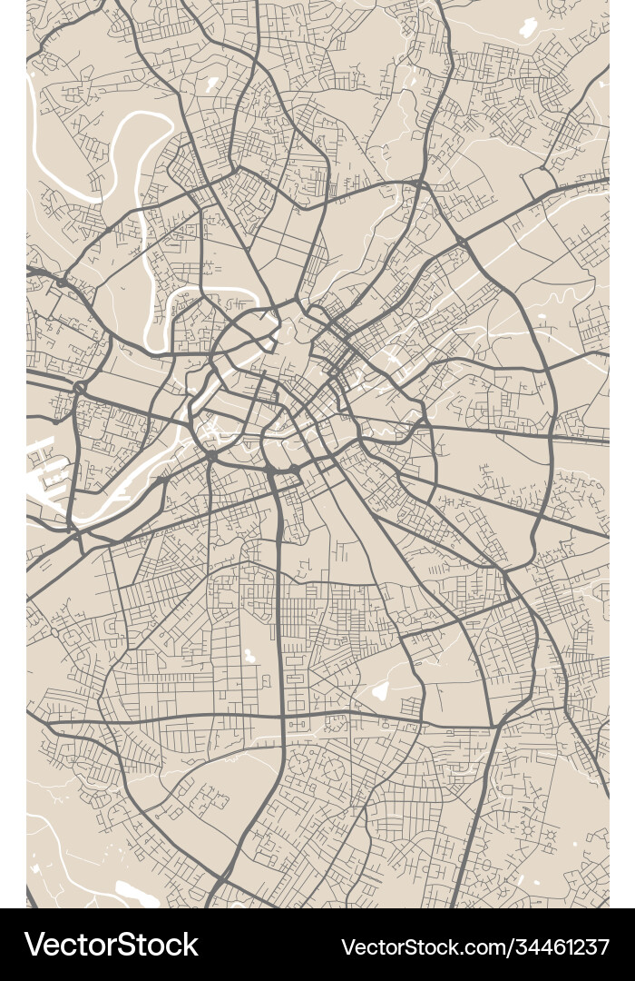 Detailed map manchester city linear print map Vector Image