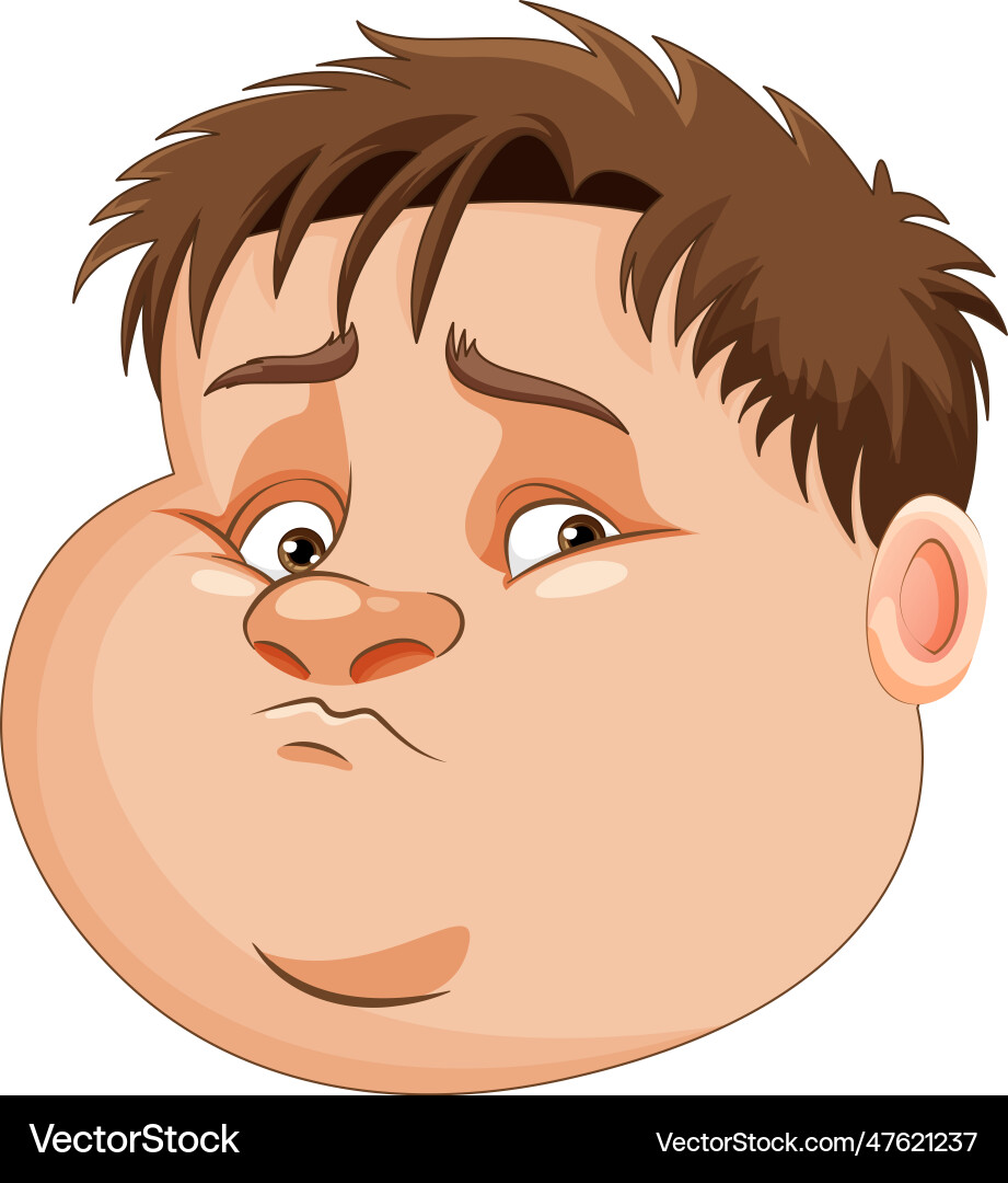 Face of fat boy cartoon Royalty Free Vector Image