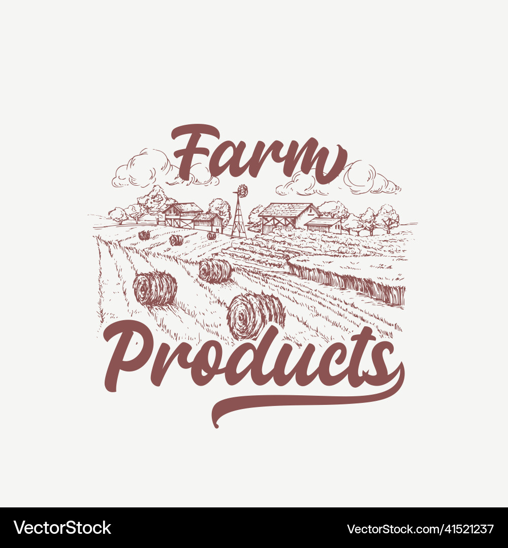 Farmhouse products lettering retro hand drawn Vector Image