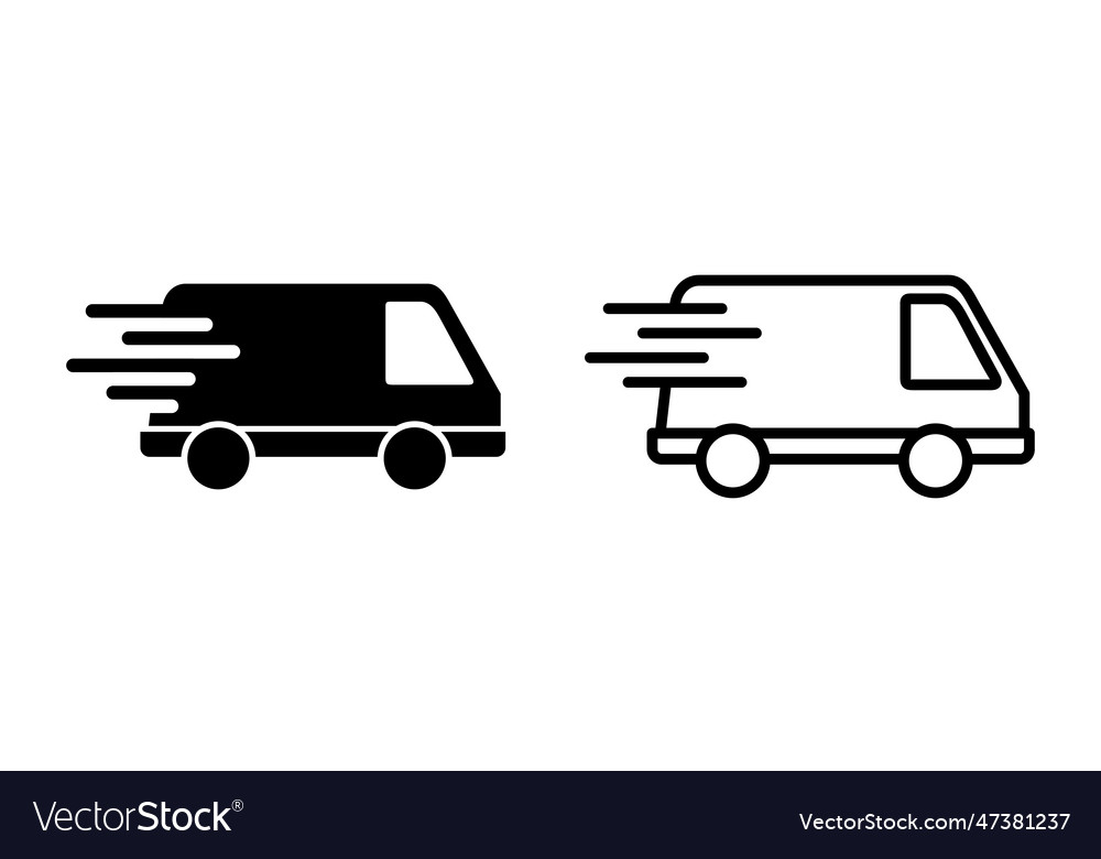 Fast shipping delivery truck icon set delivery Vector Image