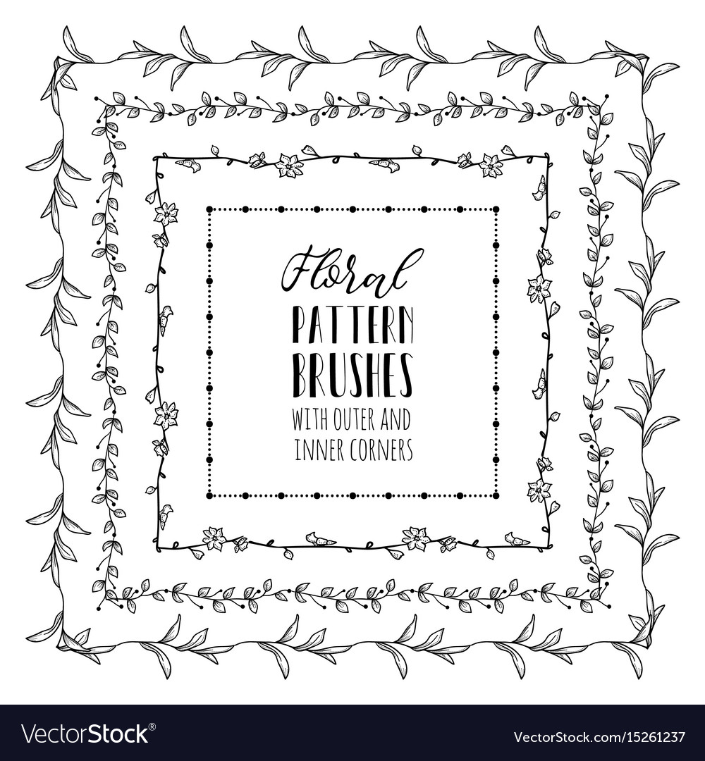 Floral pattern brushes with branches Royalty Free Vector