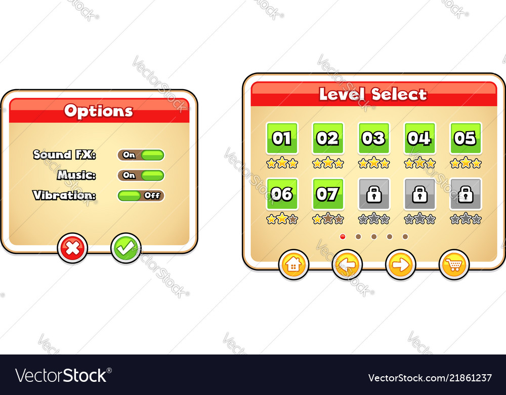 Game user interface templates Royalty Free Vector Image