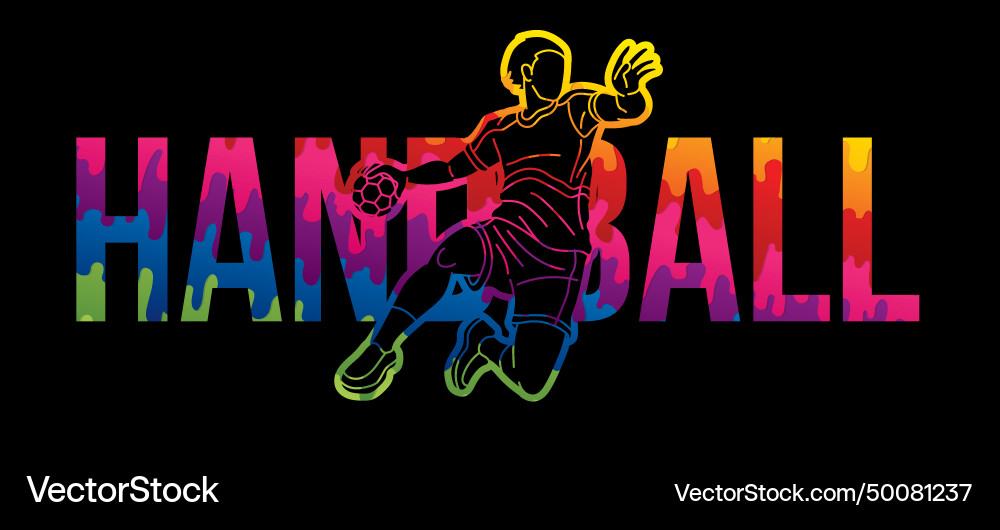Handball sport male player action with text design