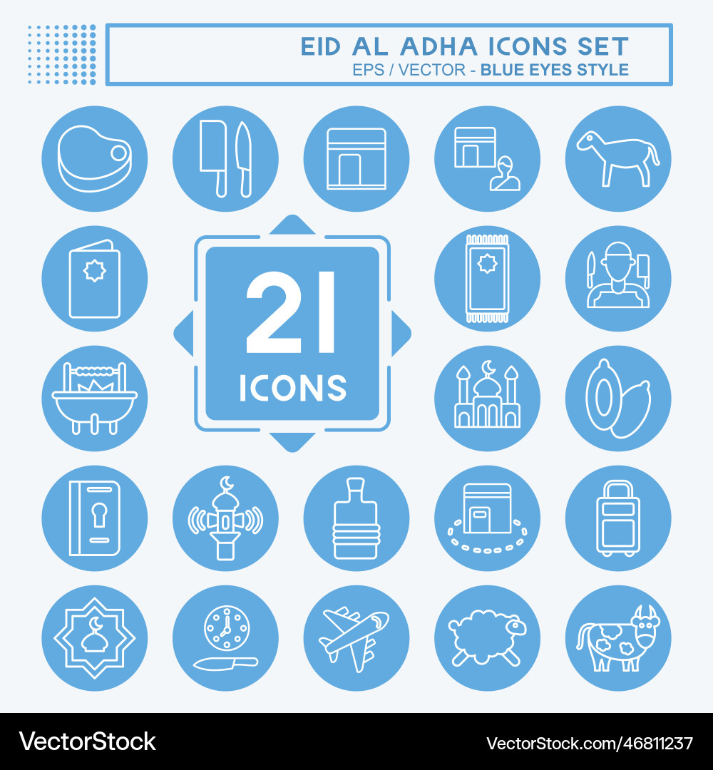 Icon set eid al adha related to islamic symbol Vector Image