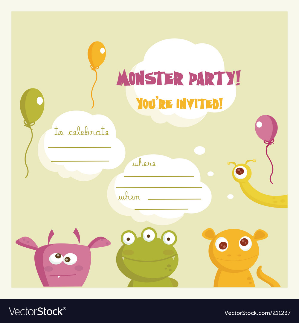 Monster party Royalty Free Vector Image - VectorStock