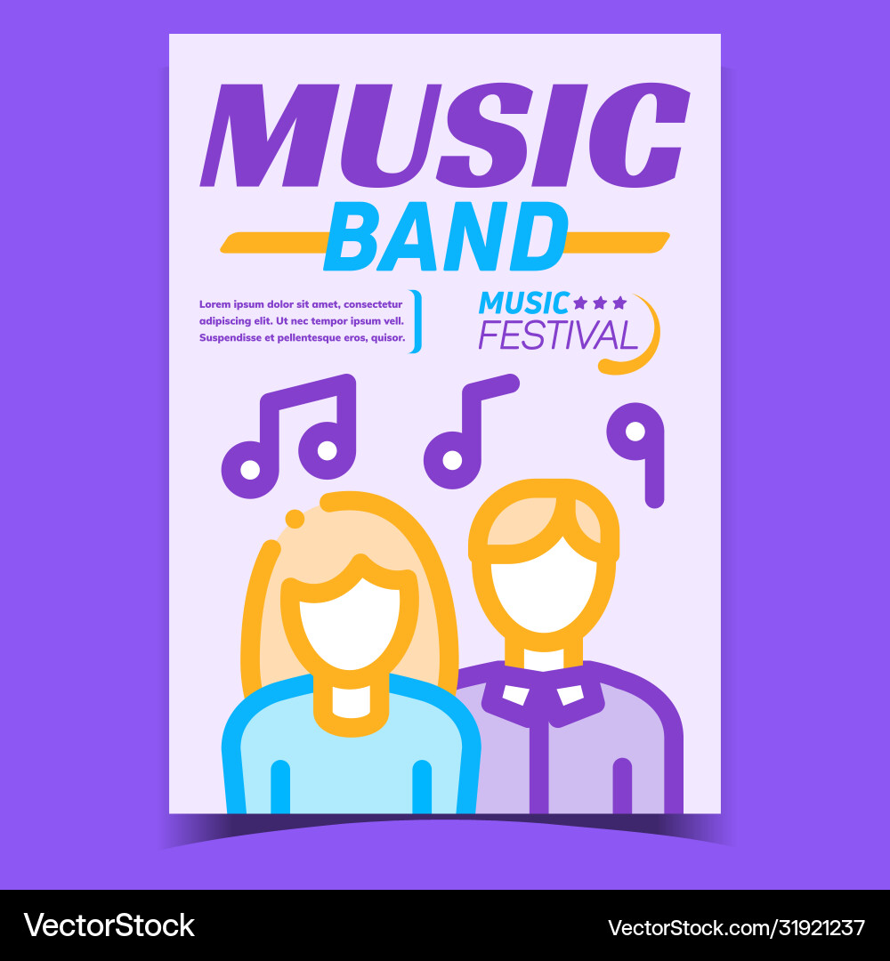 Music band creative promotional banner Royalty Free Vector