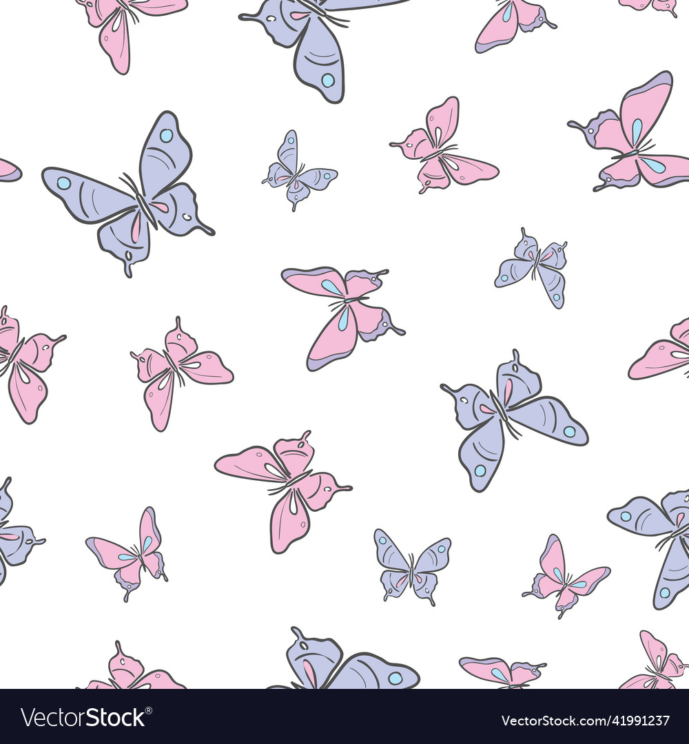 Pastel butterfly seamless repeat pattern design Vector Image