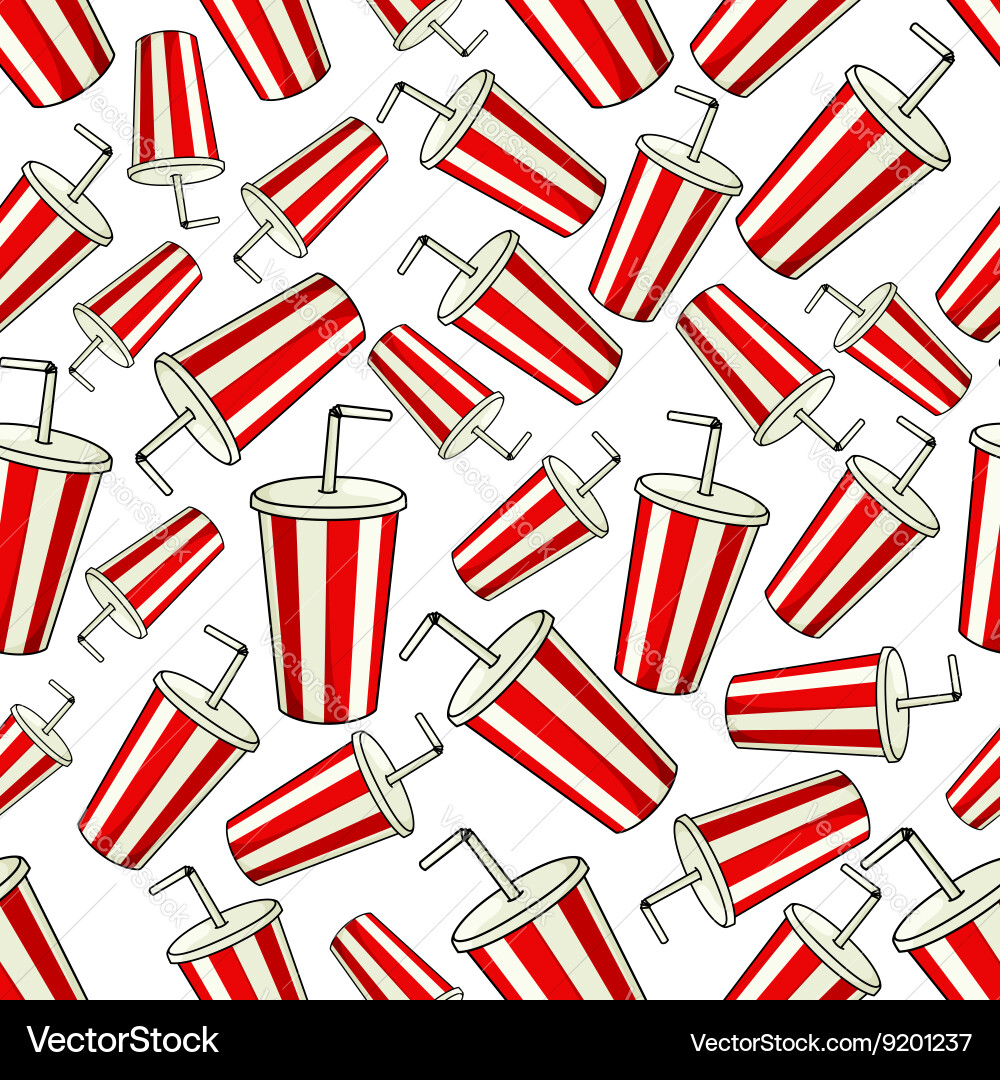 Seamless striped cups of soda pattern background Vector Image