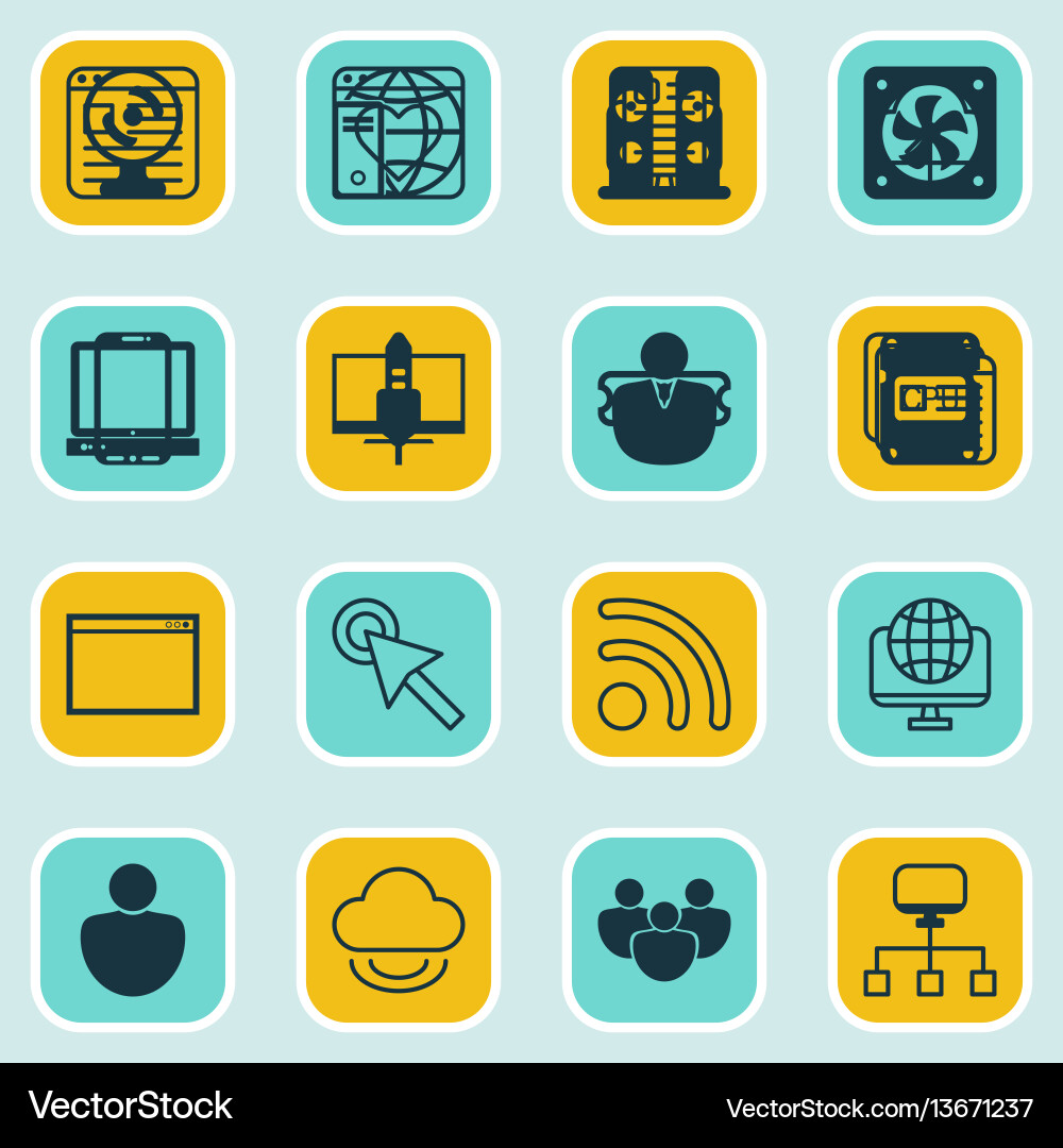 Set of 16 online connection icons includes blog Vector Image