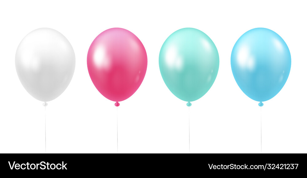 Set realistic balloons 4 colors on white Vector Image