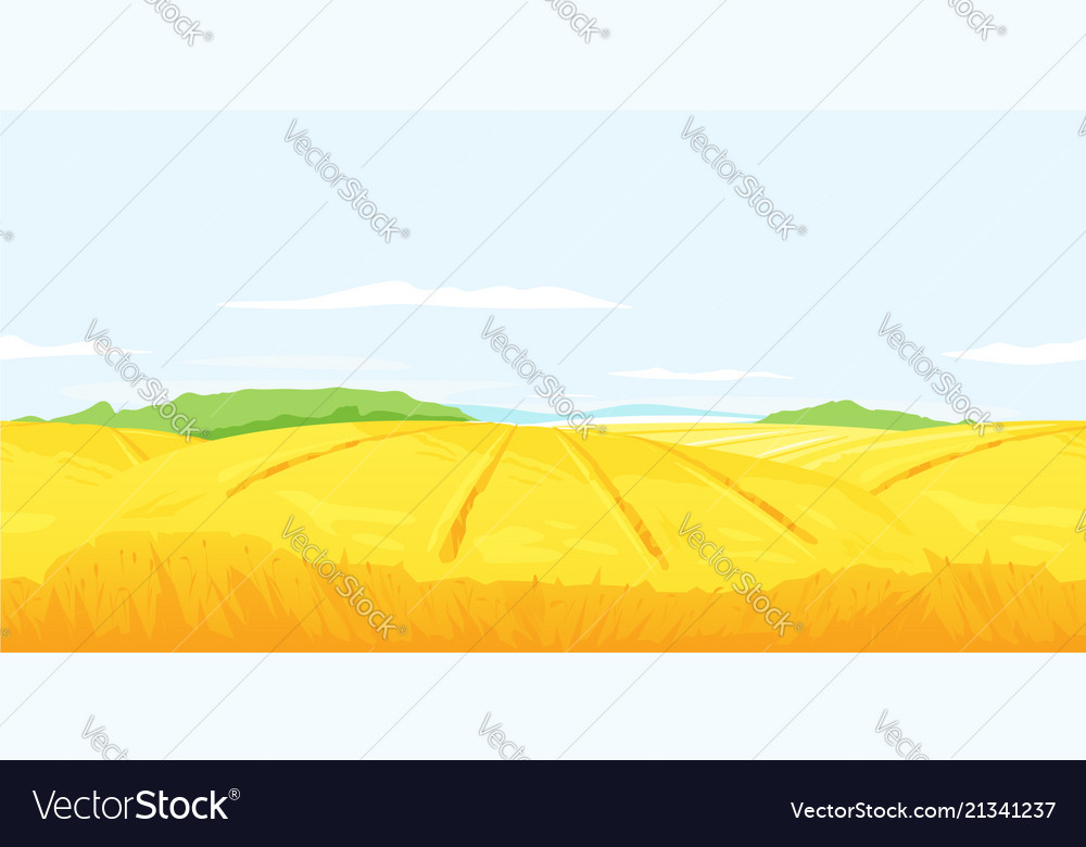 Wheat field landscape background Royalty Free Vector Image