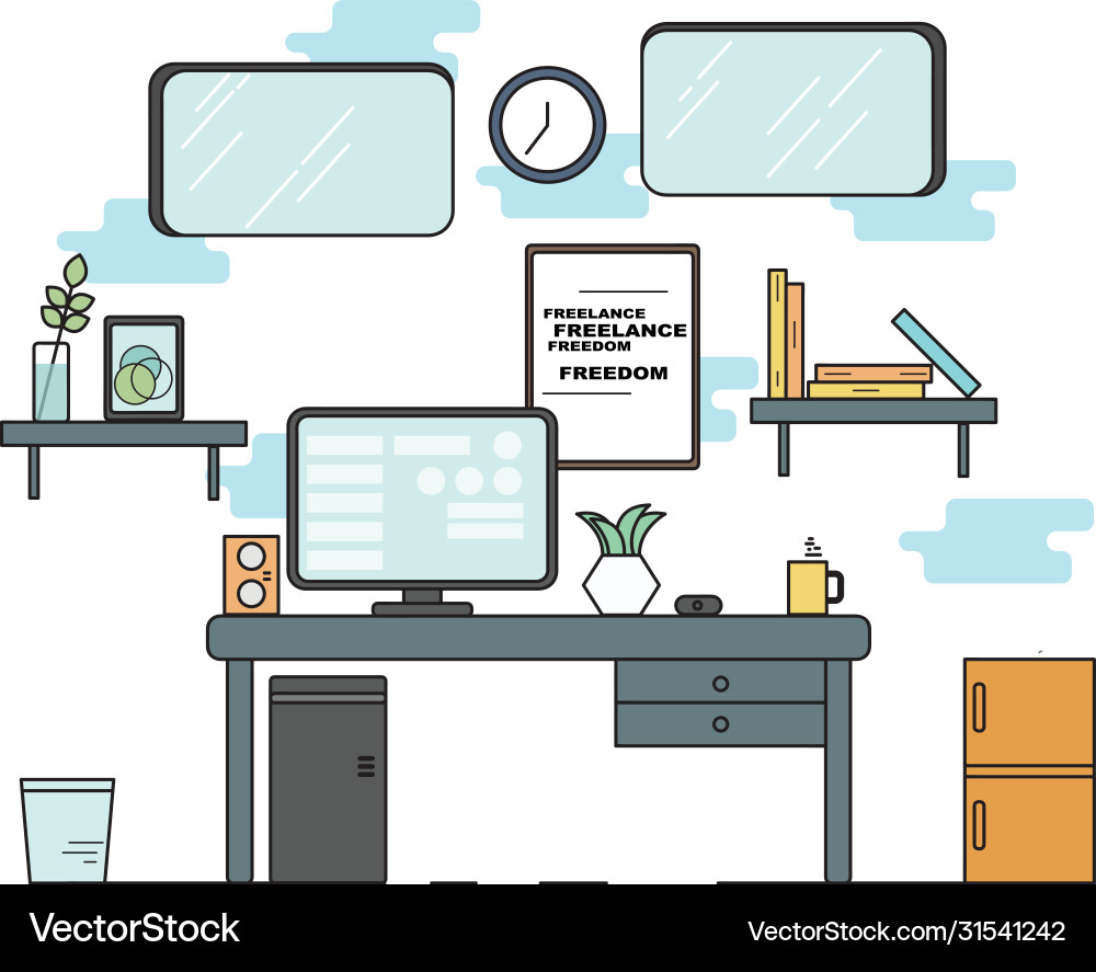 Design workplace modern desk with laptopve Vector Image