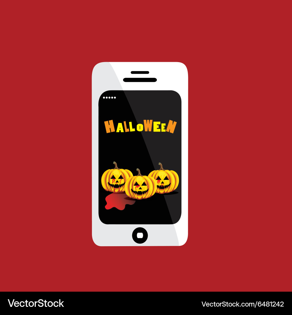 Halloween in telephone on red background Vector Image